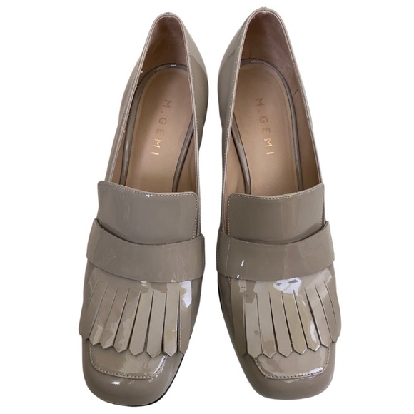M. Gemi | Shoes | M Gemi Lettura Patent Leather Cream Fringe Block Heel ...